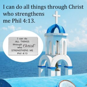 FOTAP Philippians 4:13 Wallet Card Insert I Can Do All Things Through Christs Who Strengthens Me Religious Wallet Card Inspirational Gift For Him or Her (I can do all things)