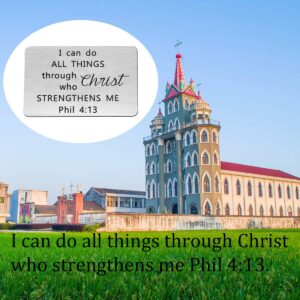 FOTAP Philippians 4:13 Wallet Card Insert I Can Do All Things Through Christs Who Strengthens Me Religious Wallet Card Inspirational Gift For Him or Her (I can do all things)