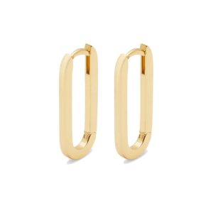 gorjana Women's Parker Huggie Earrings, 18K Gold Plated, Oval High Shine Hoops