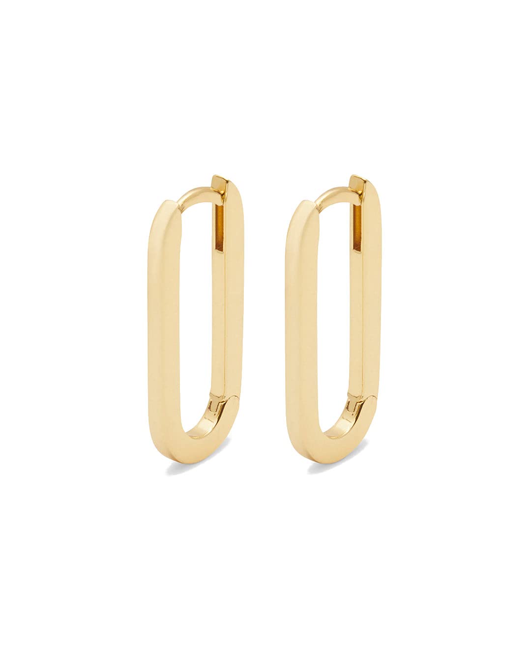 gorjana Women's Parker Huggie Earrings, 18K Gold Plated, Oval High Shine Hoops