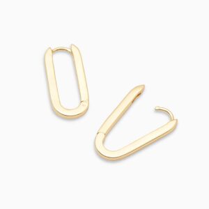 gorjana Women's Parker Huggie Earrings, 18K Gold Plated, Oval High Shine Hoops