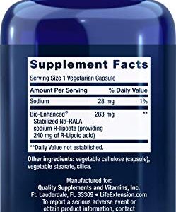 Life Extension Super R Lipoic Acid 240mg, 90 Capsules, Vegetarian