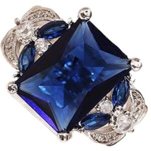 Duan 925 Silver Huge Natural 4Ct Tanzanite Ring Bridal Wedding Engagement Size 6-10 (US Code 9)