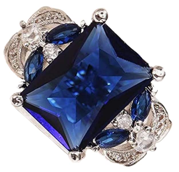 Duan 925 Silver Huge Natural 4Ct Tanzanite Ring Bridal Wedding Engagement Size 6-10 (US Code 9)