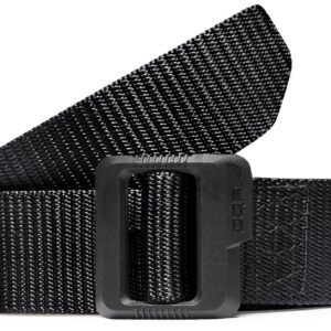 CQR Tactical Belt, Military Style Heavy Duty Belt, Webbing EDC Quick-Release Buckle, 2pack Plastic Flip Tab Black/Black, Large