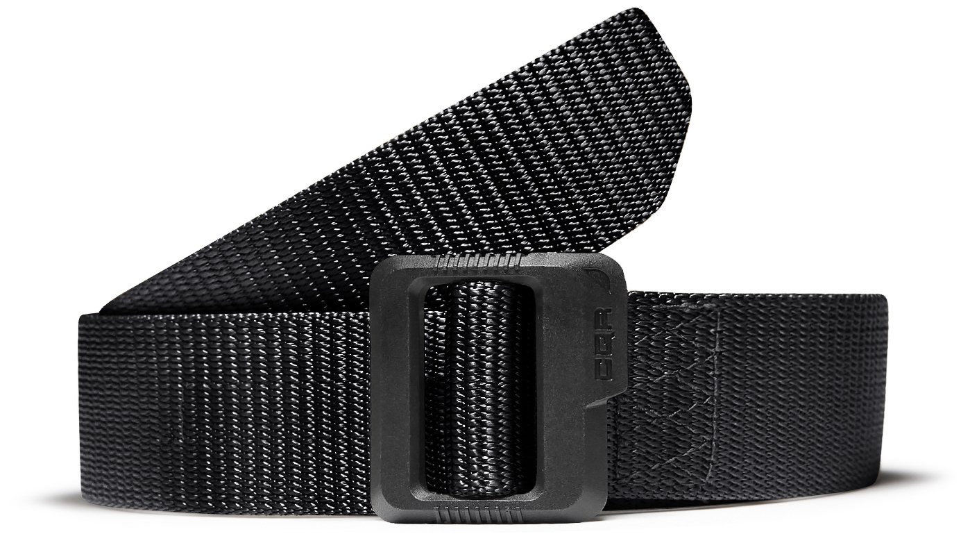 CQR Tactical Belt, Military Style Heavy Duty Belt, Webbing EDC Quick-Release Buckle, 2pack Plastic Flip Tab Black/Black, Large