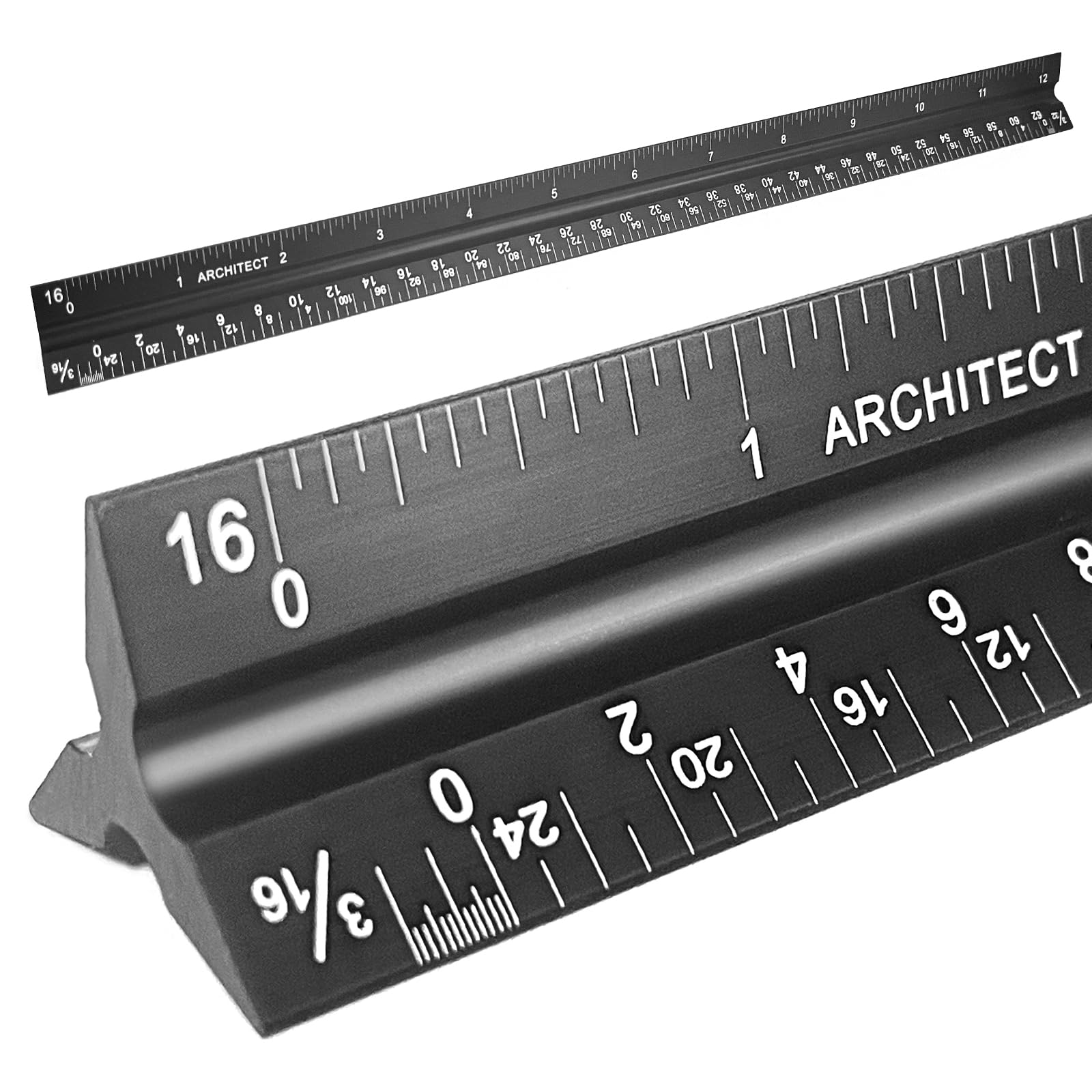 Architectural Scale Ruler,12" Aluminum Architect Triangular Ruler Engineers Ruler,Construction rulers for Architects, Blueprint,Students, Draftsmen and Engineers by Soraco(Black)