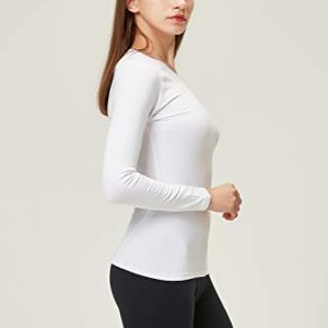 DEVOPS Women's 2 Pack Thermal Long Sleeve Shirts Compression Baselayer Tops (Medium, Black/White)