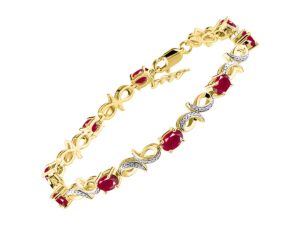 rylos bracelets for women 925 yellow gold plated silver infinity tennis bracelet gemstone & diamonds adjustable to fit 7"-8" wrist, 9 gorgeous 6x4mm ruby jewelry for women friendship bracelets