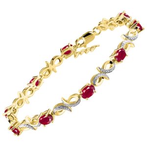 Rylos Bracelets for Women 925 Yellow Gold Plated Silver Infinity Tennis Bracelet Gemstone & Diamonds Adjustable to Fit 7"-8" Wrist, 9 Gorgeous 6X4MM Ruby Jewelry for Women Friendship Bracelets