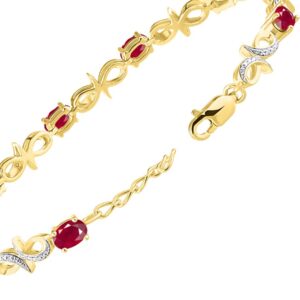 Rylos Bracelets for Women 925 Yellow Gold Plated Silver Infinity Tennis Bracelet Gemstone & Diamonds Adjustable to Fit 7"-8" Wrist, 9 Gorgeous 6X4MM Ruby Jewelry for Women Friendship Bracelets