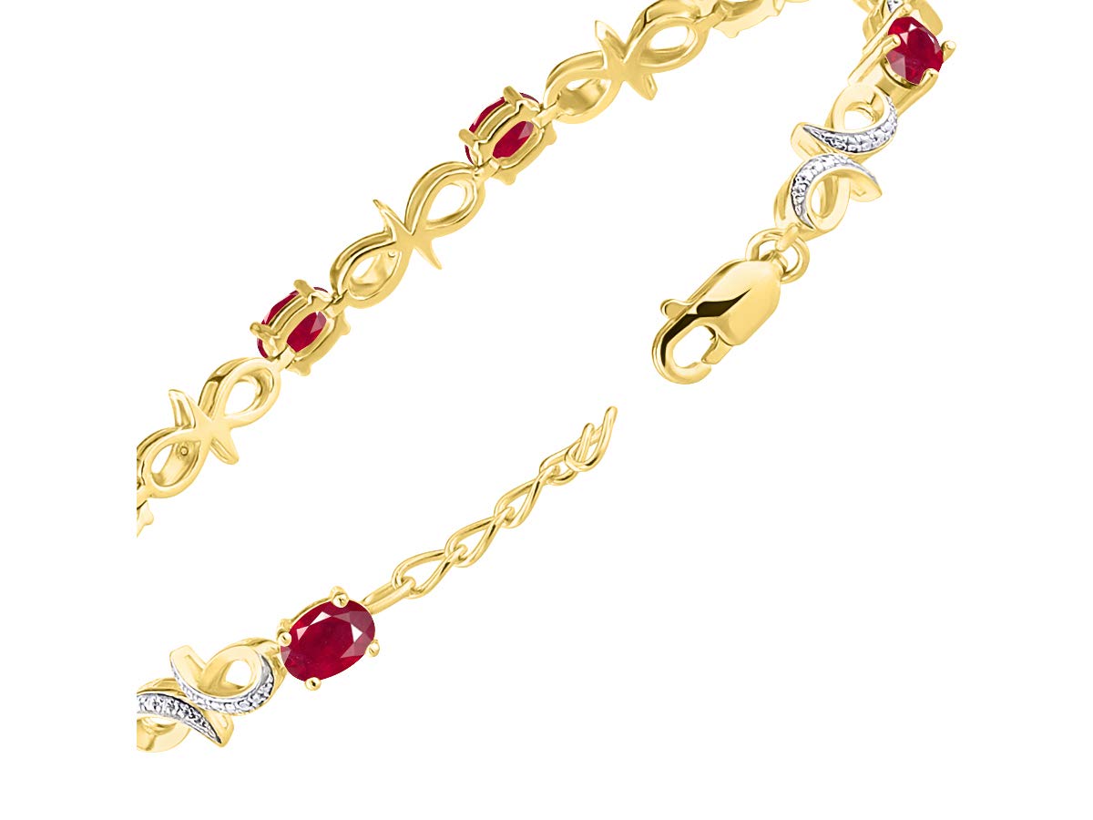 Rylos Bracelets for Women 925 Yellow Gold Plated Silver Infinity Tennis Bracelet Gemstone & Diamonds Adjustable to Fit 7"-8" Wrist, 9 Gorgeous 6X4MM Ruby Jewelry for Women Friendship Bracelets