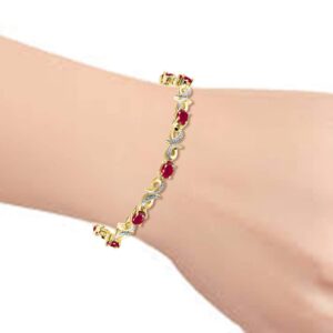 Rylos Bracelets for Women 925 Yellow Gold Plated Silver Infinity Tennis Bracelet Gemstone & Diamonds Adjustable to Fit 7"-8" Wrist, 9 Gorgeous 6X4MM Ruby Jewelry for Women Friendship Bracelets