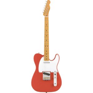 fender vintera 50s telecaster electric guitar, with 2-year warranty, fiesta red, maple fingerboard