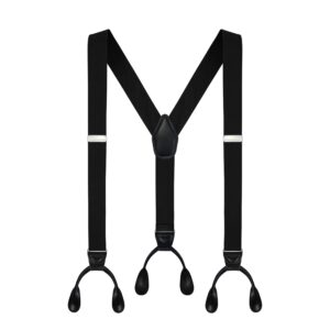 moulen men's y-back 1.4 inches wide button end elastic adjustable suspenders, black