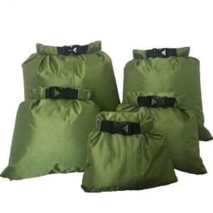 homebeast 5 pack safe & dry bag with water resistant, ultralight 1.5l-6l dry sack packing waterproof storage bags for kayaking, camping, boating, floating and outdoor surviva (army green)