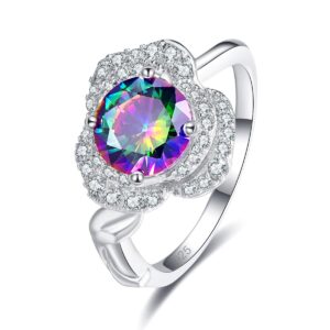 narica women's 925 sterling silver filled round cut rainbow topaz rings size 10