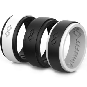 rinfit silicone rings for men - mens silicone wedding bands - infinity ring with 2 layers - rubber wedding ring - patented design - set #1, size 10