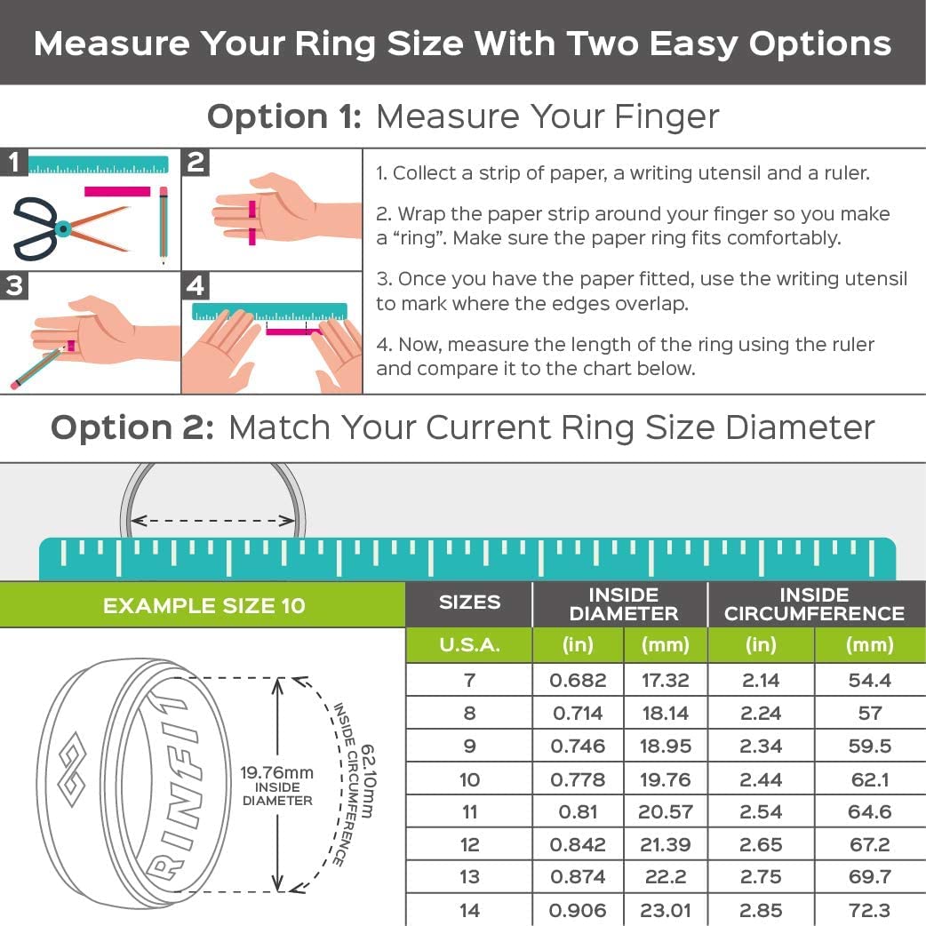 Rinfit Silicone Rings for Men - Mens Silicone Wedding Bands - Infinity Ring with 2 Layers - Rubber Wedding Ring - Patented Design - Set #1, Size 10