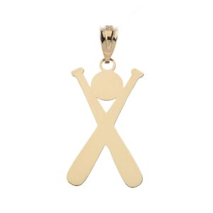 Certified 14k Yellow Gold Personalized Baseball and Baseball Bat Cross Sports Pendant with Your Name and Number