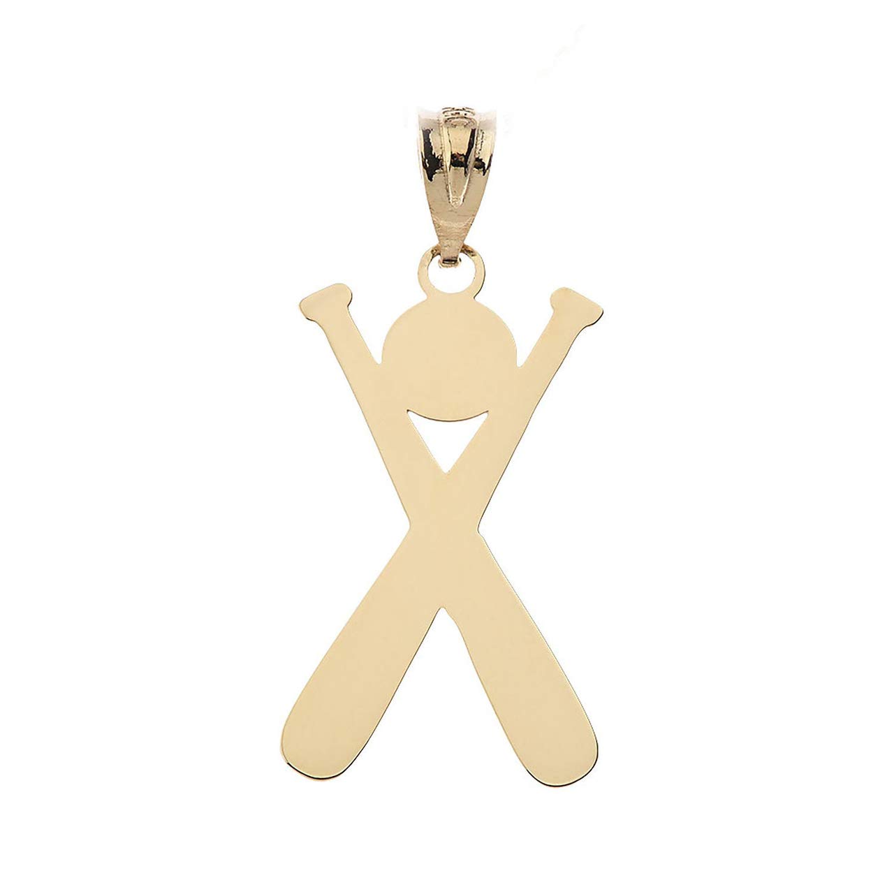 Certified 14k Yellow Gold Personalized Baseball and Baseball Bat Cross Sports Pendant with Your Name and Number