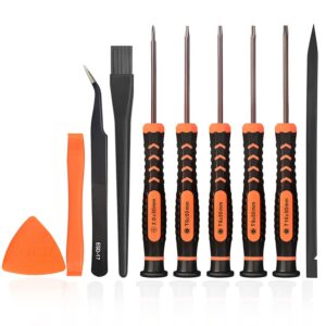 teckman t6 t8 t9 t10 torx security screwdriver set, repair kit for xbox one xbox 360 ps3 ps4 controller disassembly and cleaning with anti-static brush, tweezer and opening pry tools