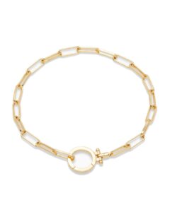 gorjana women's parker paperclip link chain bracelet, 18k gold plated, signature clasp, adjustable minimalist stacking layered