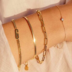 gorjana Women's Parker Paperclip Link Chain Bracelet, 18k Gold Plated, Signature Clasp, Adjustable Minimalist Stacking Layered