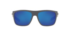 costa del mar mens broadbill square sunglasses, matte grey/blue mirrored polarized-580g, 61 mm