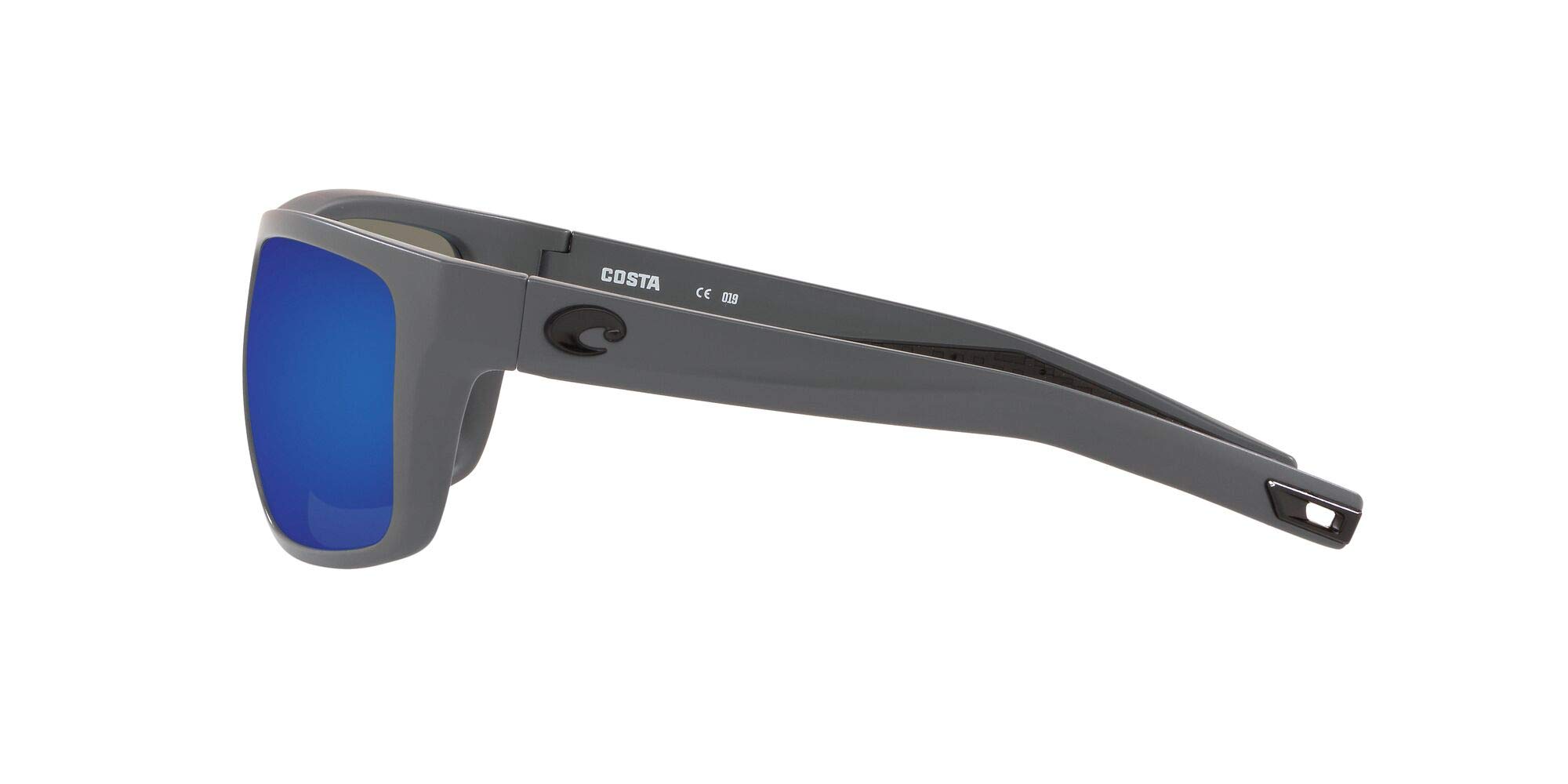 Costa Del Mar Mens Broadbill Square Sunglasses, Matte Grey/Blue Mirrored Polarized-580G, 61 mm