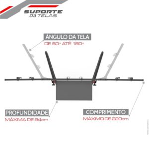 Extreme Sim Racing Triple Screen Tv Stand Add-on Upgrade With Back Tray - Fits almost all Sim Racing Rigs in the Market - Suitable for TV sizes up to 3 x 37"