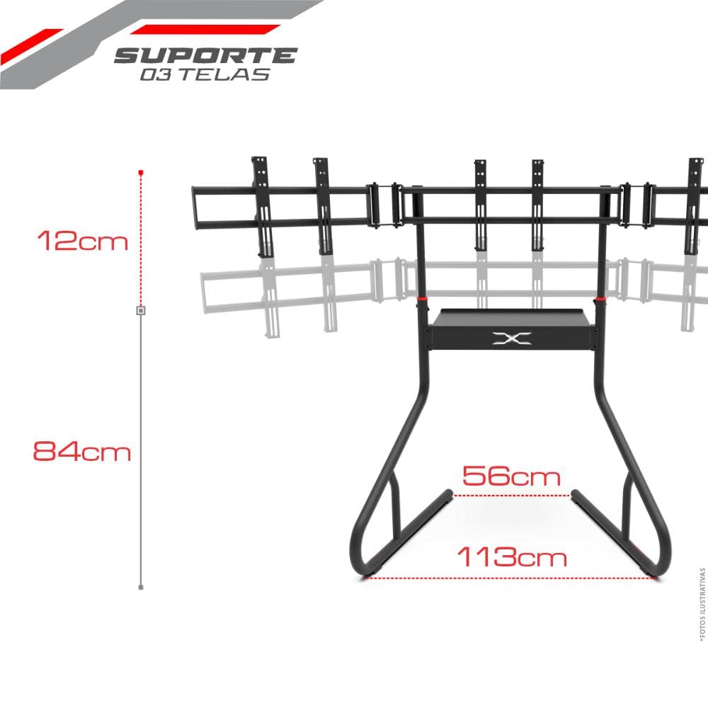 Extreme Sim Racing Triple Screen Tv Stand Add-on Upgrade With Back Tray - Fits almost all Sim Racing Rigs in the Market - Suitable for TV sizes up to 3 x 37"