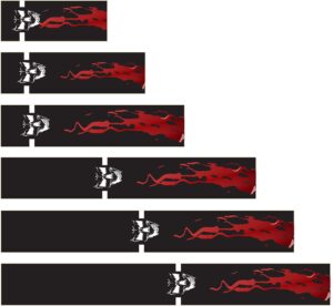 white water archery laminated black blood trail & skull 1 arrow wraps 15 pc choose length width (7, 1.25)