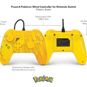 PowerA Wired Controller for Nintendo Switch - Pokémon: Pikachu Static, Gamepad, Game controller, Wired controller, Officially licensed