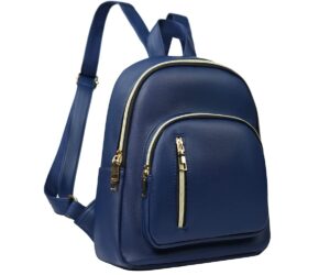 yanaier women mini backpack purse pu leather anti-theft backpack ladies fashion casual travel daypack rucksack navy