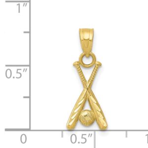 Jewelry Stores Network Accented Baseball Bats and Ball Pendant in Real 10k Yellow Gold 12x8mm