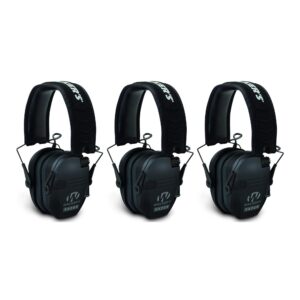 walkers razor slim electronic shooting muffs 3-pack bundle, black