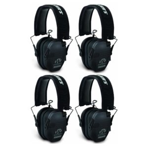 walkers razor slim electronic shooting muffs 4-pack bundle, black (4 items)