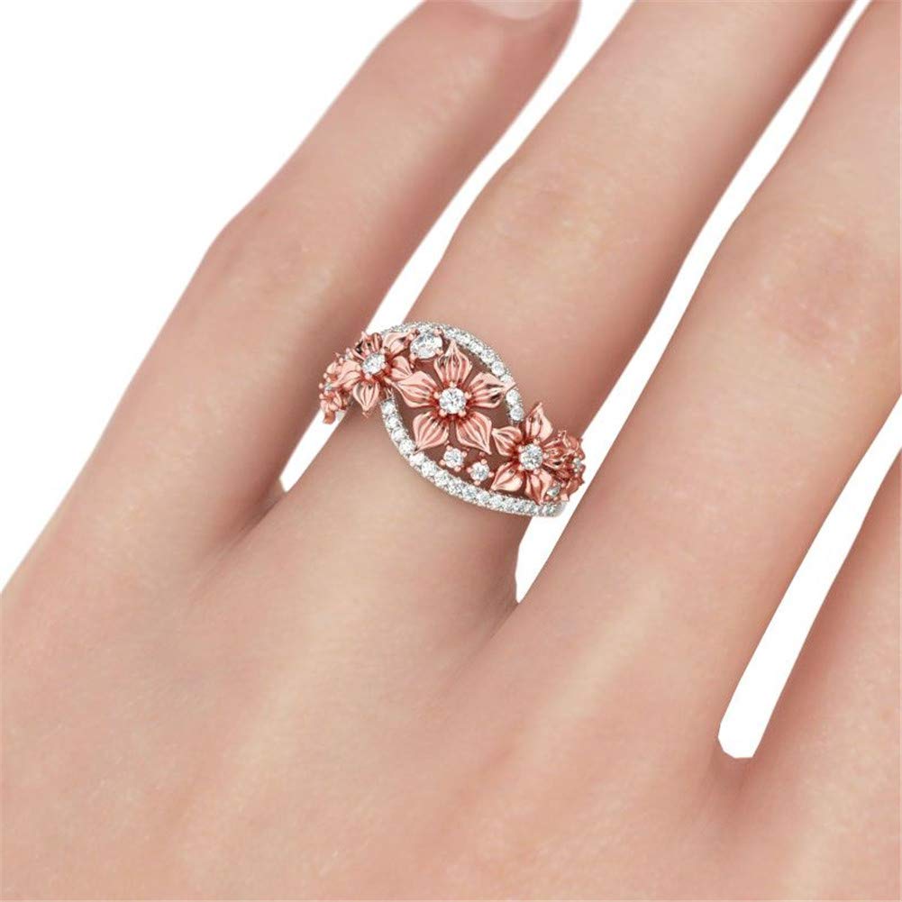 Jeulia Floral Rings for Women 925 Sterling Silver Flower Fashion Band Ring Brilliant Diamond Wedding Engagement Anniversary Promise Ring Jewelry Set (5.5(U.S))