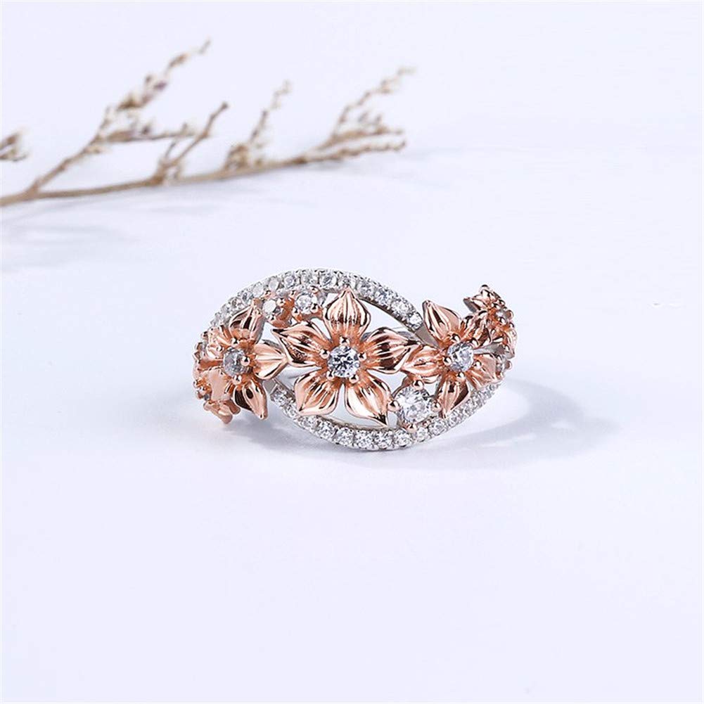 Jeulia Floral Rings for Women 925 Sterling Silver Flower Fashion Band Ring Brilliant Diamond Wedding Engagement Anniversary Promise Ring Jewelry Set (5.5(U.S))