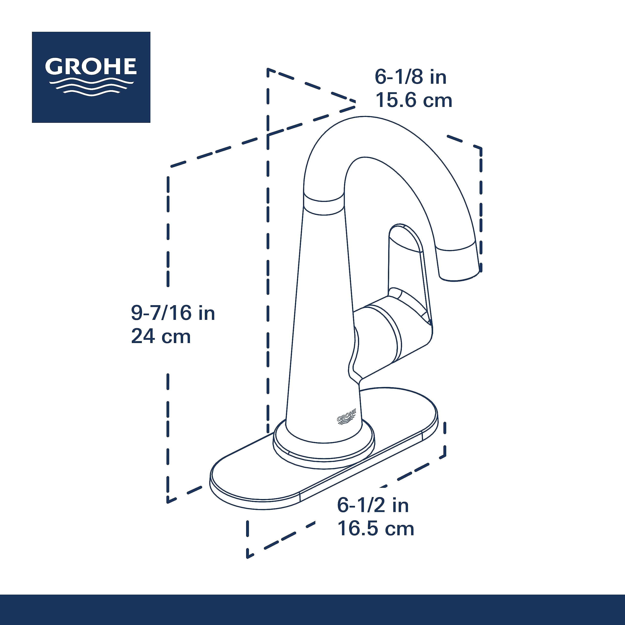 GROHE 23837000, Veletto Single-handle 4 Centerset Bathroom Faucet, Chrome