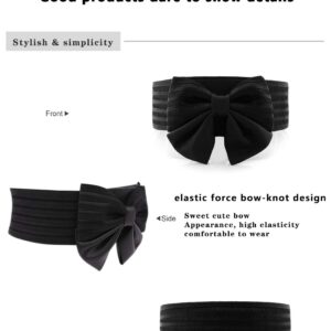 YALEMEI Women Cute Bow Wide Elastic Waist Belt - Adorable Dress Accessory (XXL)