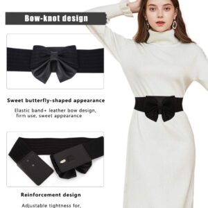 YALEMEI Women Cute Bow Wide Elastic Waist Belt - Adorable Dress Accessory (XXL)