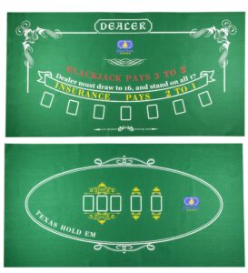 tabletop casino felt layout for texas holdem poker and blackjack - premium professional grade blackjack and poker mat for, theme party, poker night, fundraisers & gatherings