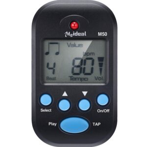 mini digital metronome, multifunctional, portable, volume adjustable, clip on, with speaker, beat tempo, with battery for piano, guitar, saxophone, flute, violin, drum (black)