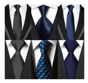 wehug lot 6 pcs men's tie silk tie woven necktie jacquard neck ties classic ties for men style030