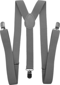 consumable depot solid color suspenders y-back | adjustable and elastic | (lighit grey)