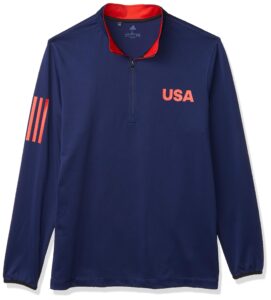 adidas golf usa golf lightweight layering top, dark blue/white, small