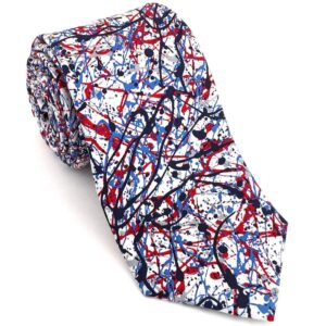 josh bach men's silk necktie, modern art splotches and drips tie, made in usa