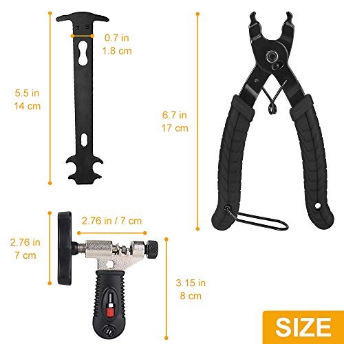 WOTOW Bike Chain Repair Tool Kit Set, Cycling Bicycle Chain Breaker Splitter Cutter & Wear Indicator Checker & Master Link Pliers Remover & Reusable Missing Connector for 6/7/8/9/10 Speed Chain